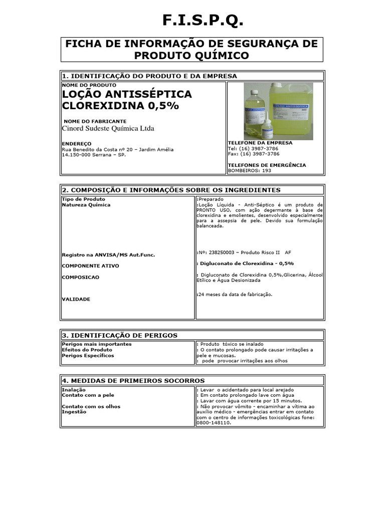 CLOREXIDINA DEGERMANTE | PDF | Etanol | Química