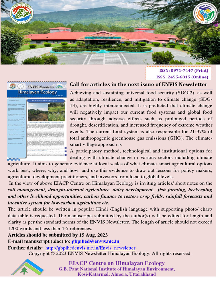 Call For Articles For Next Issue of ENVIS Newsletter - July-Sep - Vol ...