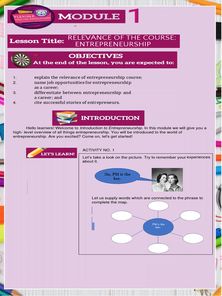 Lesson 1 Relevance of The Course | PDF | Entrepreneurship