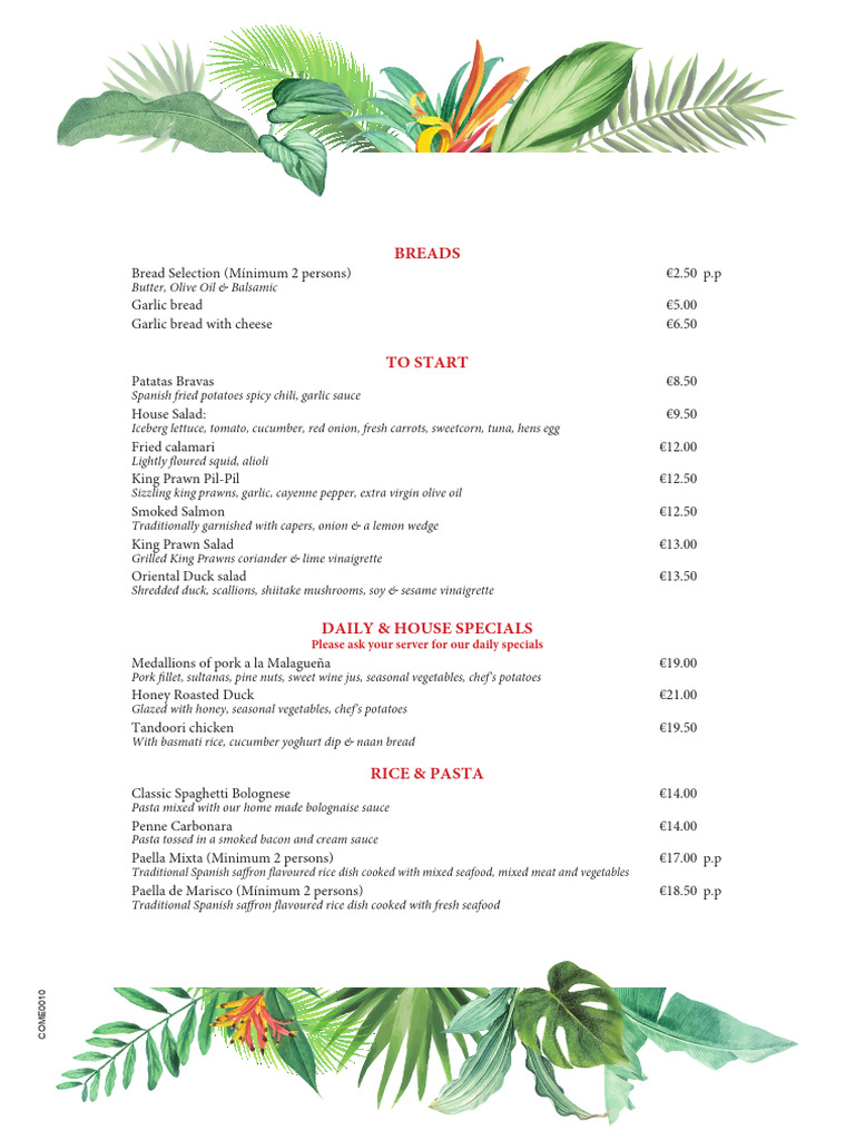 Safari Dinner Menu | Download Free PDF | Spanish Cuisine | Western Cuisine