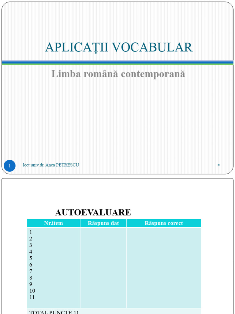 Vdocs.ro Grila Vocabular Diaconescu Valentina | PDF