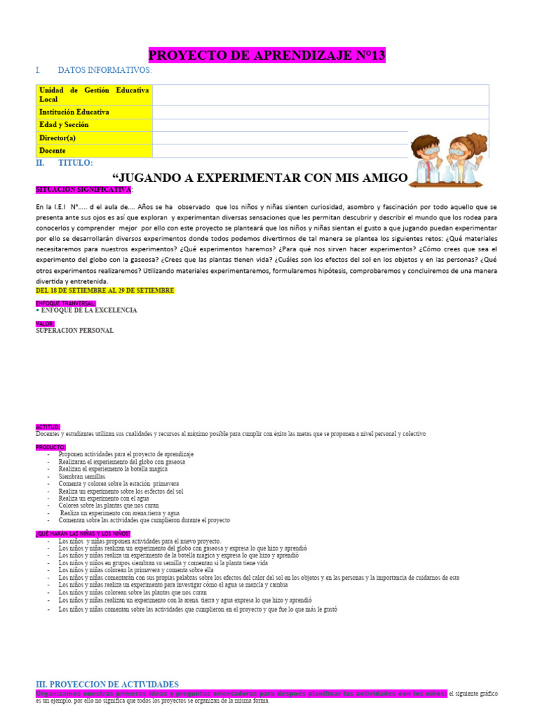 (U) Proyecto #13 "Jugando A Experimentar Con Mis Amigos" | PDF