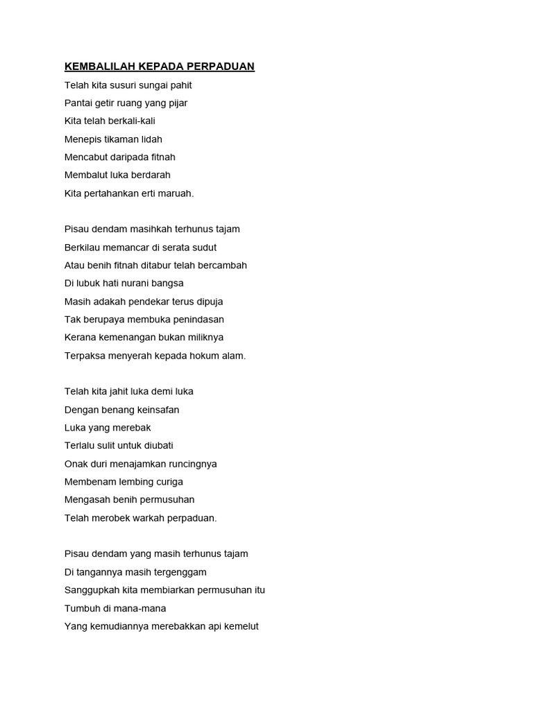 Sajak Perpaduan | PDF