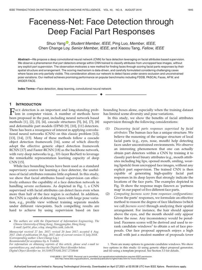 TPAMI-2018-CR297-Faceness-net - Face Detection Through Deep Facial Part ...