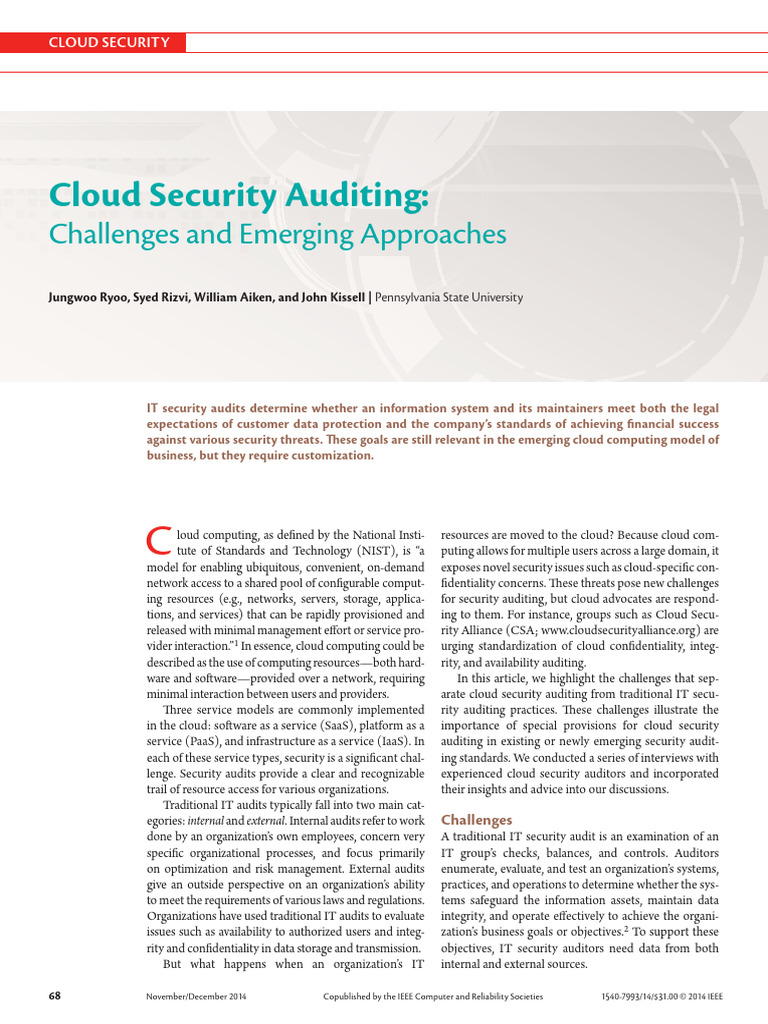 Cloud Security Auditing Challenges and Emerging Approaches | PDF | Computers | Technology ...