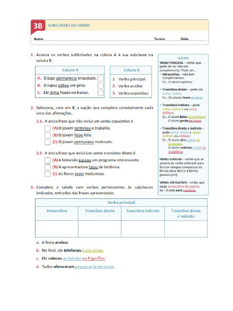 Subclasse Do Verbo | PDF