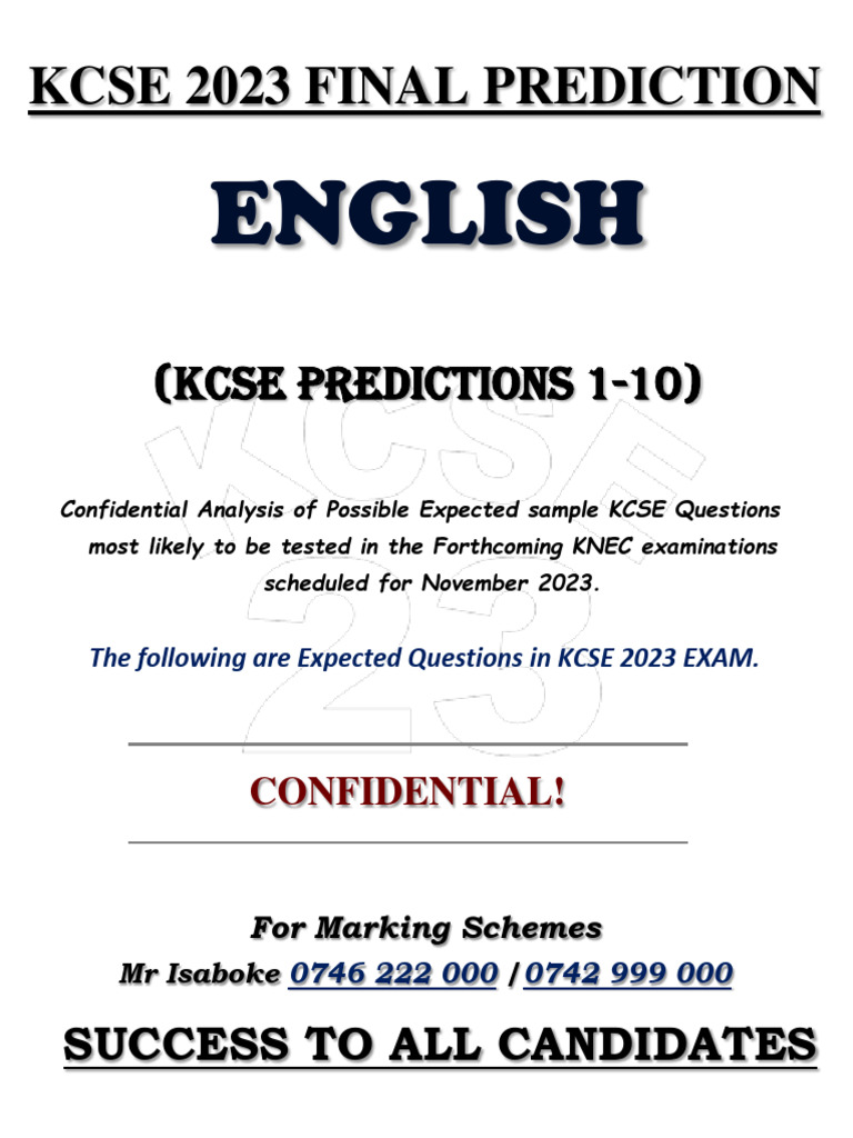 KCSE 2023 English Paper 1 Predictions | PDF | Climate Change | Wealth