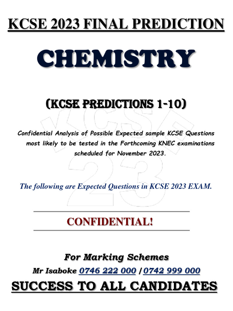 KCSE 2023 Chemistry Paper 1 Predictions | PDF | Teaching Methods ...