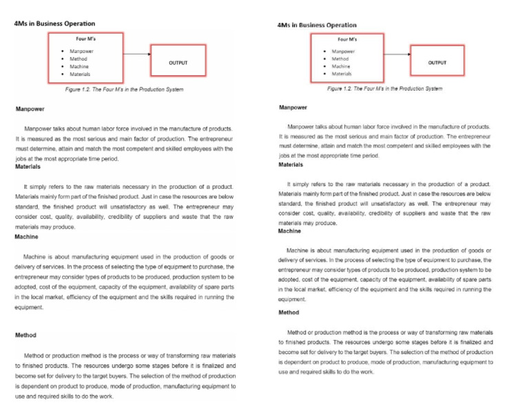 4 Ms in Business Operation-Handout | PDF