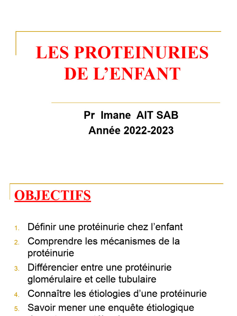 Protéinurie chez l'enfant : diagnostic et étiologies | PDF