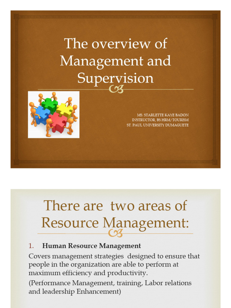 02 Overview of Management and Supervision | PDF