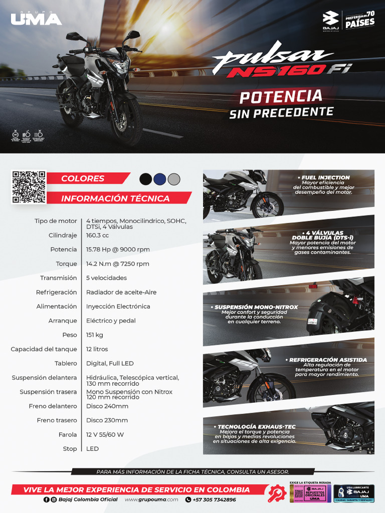 Ficha Tecnica Pulsar Ns 160 Fi. | PDF