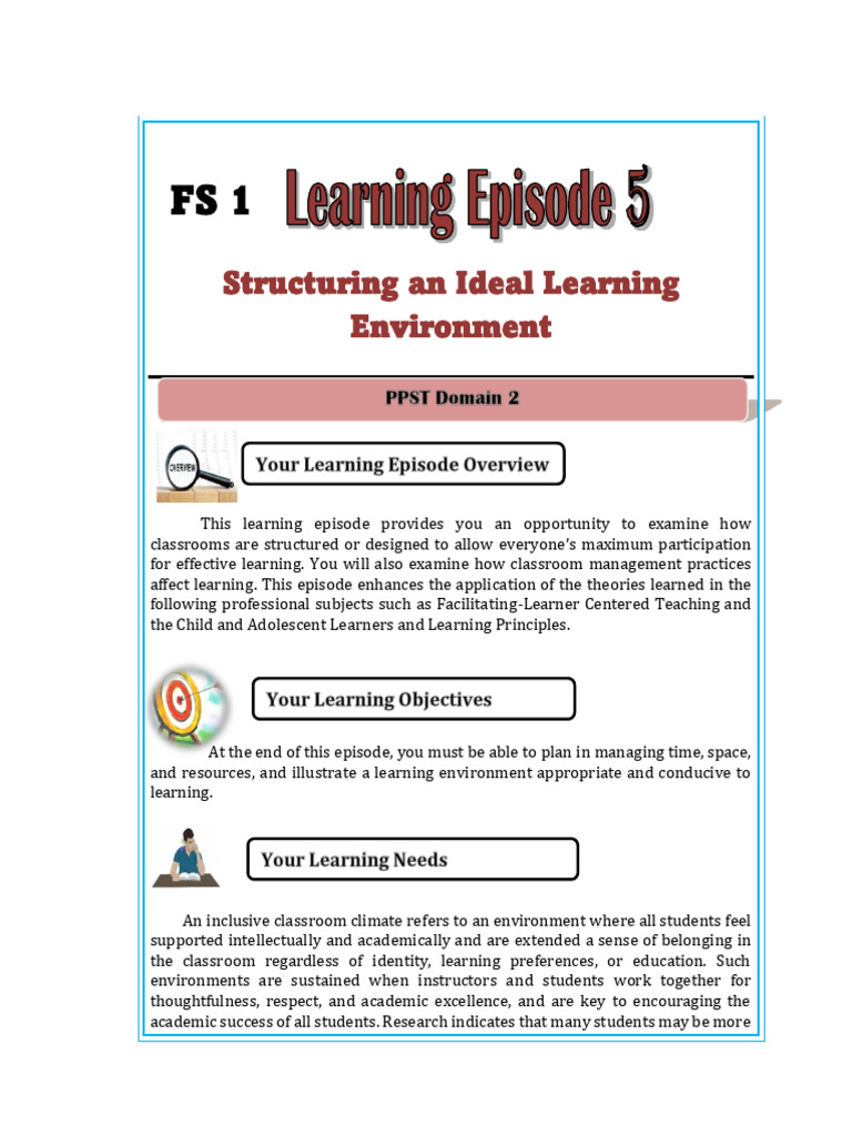 Fs1 Episode 5 | PDF | Learning | Classroom