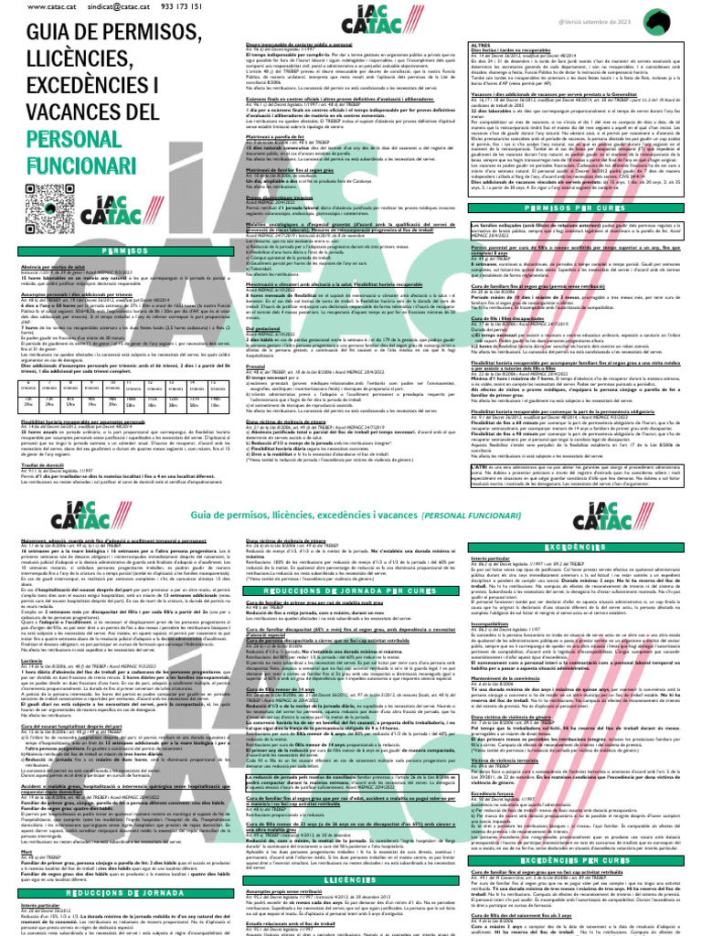 Guia Permisos Funcionari IAC CATAC Setembre 23 | PDF