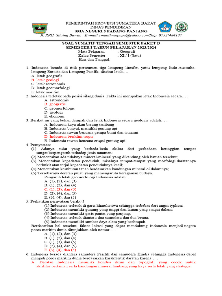 Sumatif Geo Xi B | PDF