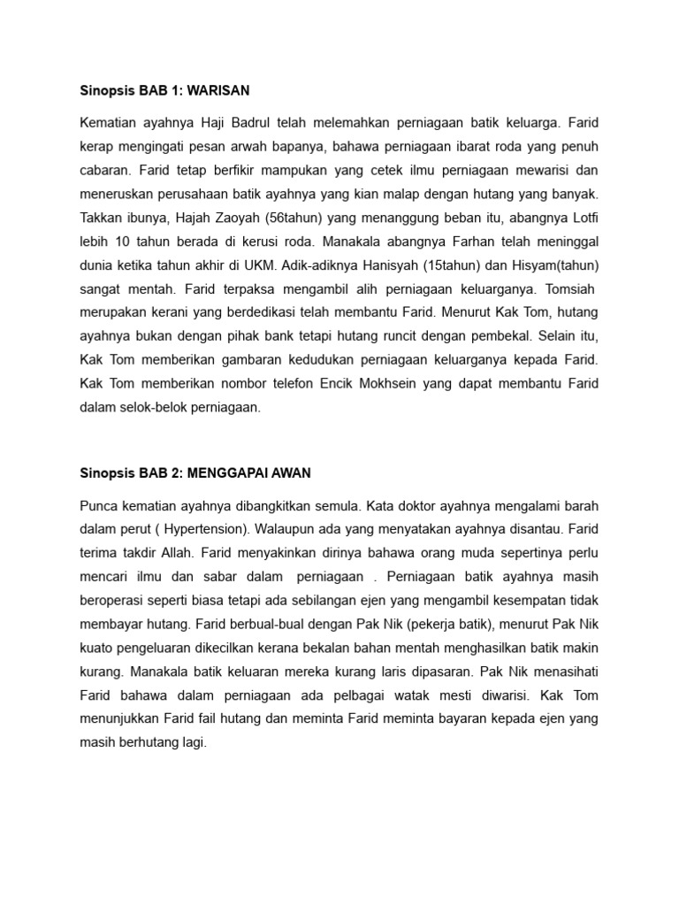 Sinopsis BAB 1-14 (Hempasan Ombak) | PDF