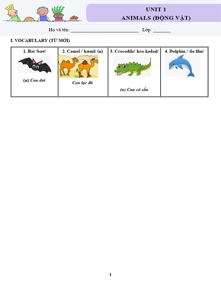 Unit 1 Animals | PDF