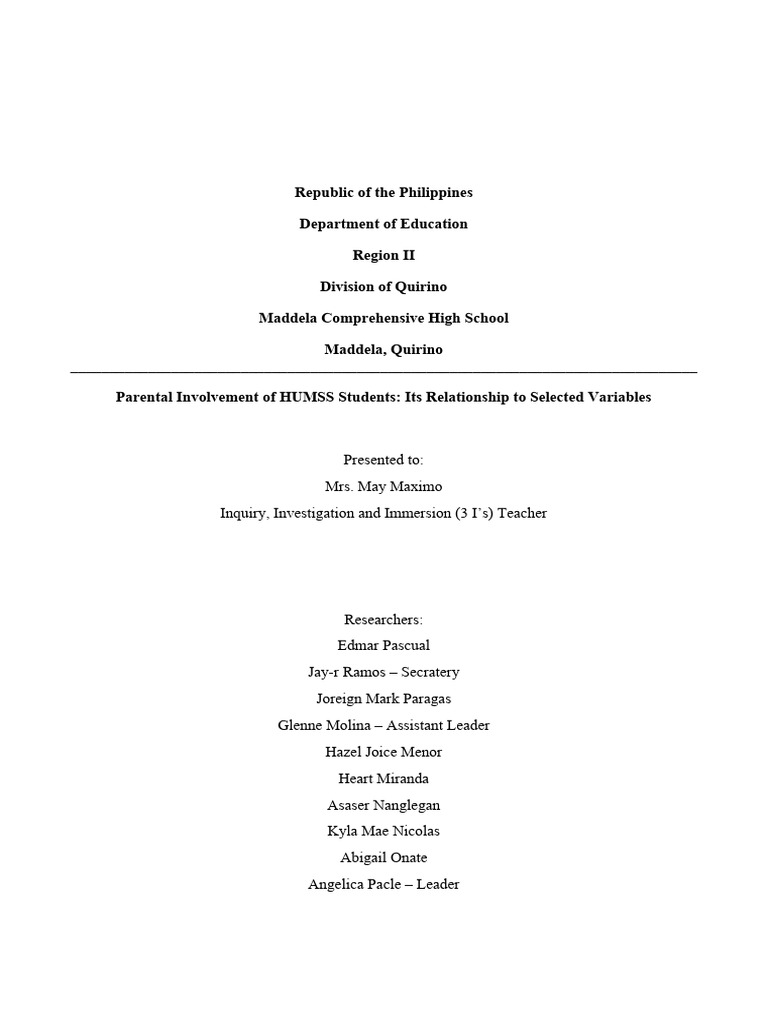 Updated Research of Parental Involvement | PDF | Survey Methodology