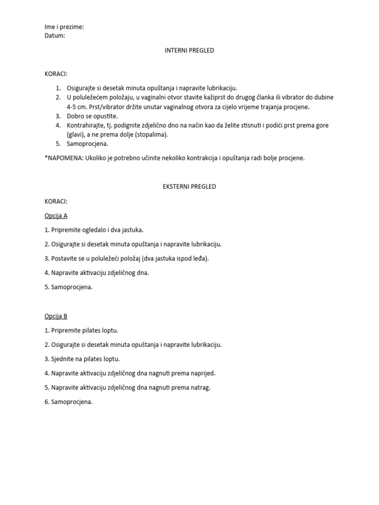 SAMOPROCJENA-interni I Eksterni Pregled | PDF