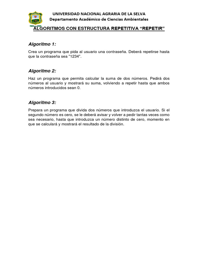 Algoritmos Con Estructura Repetitiva Repetir | PDF