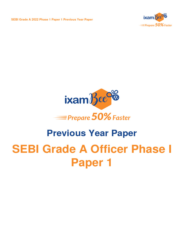 SEBI Grade A 2022 Phase 1 Paper 1 Previous Year Paper | PDF ...