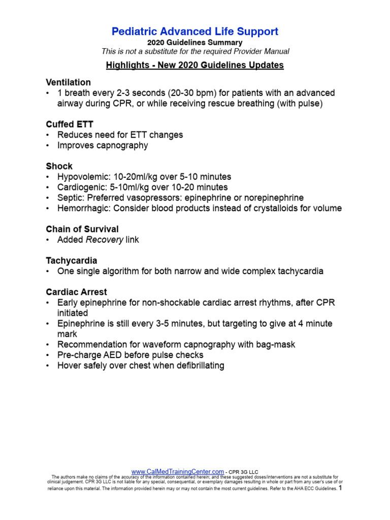 BLS PALS 2020 Summary | PDF