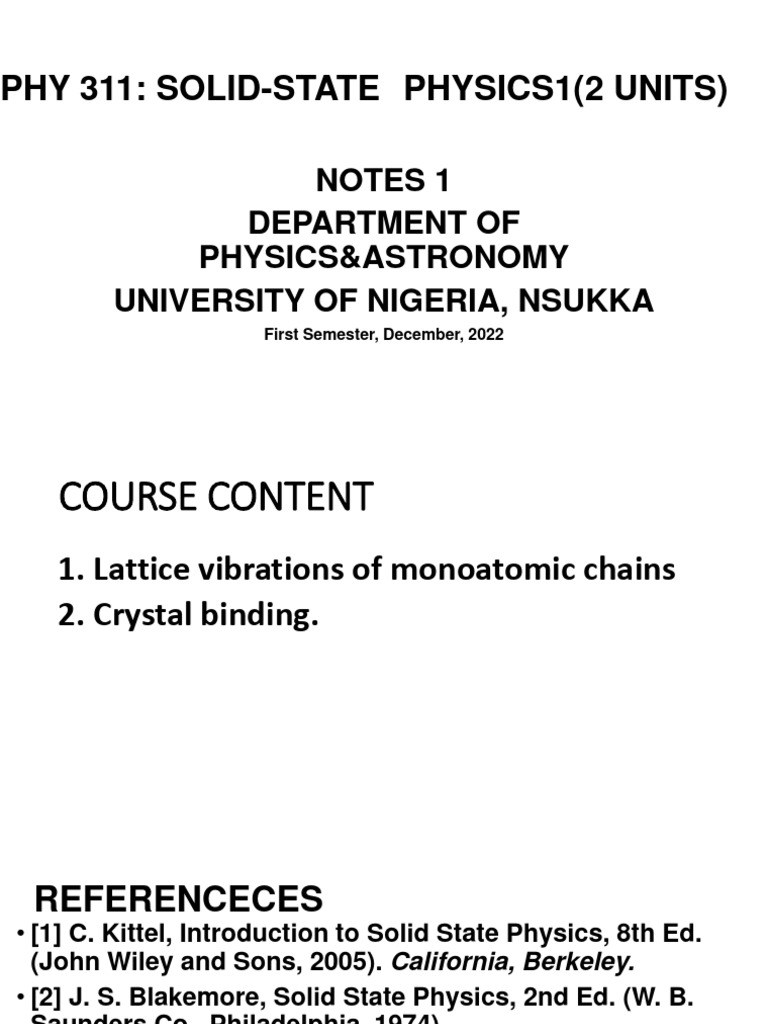 Solid-State Physics Course Notes | PDF | Science & Mathematics