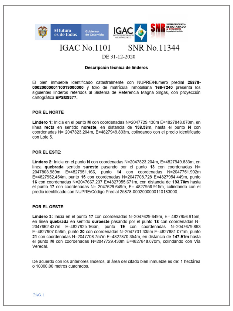 Descripcion de Linderos - Lote 6 | PDF | Tecnología