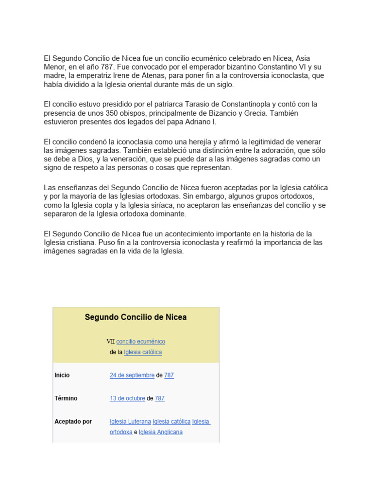 Segundo Concilio de Nicea: Fin de la Iconoclasia | PDF | Familias ...