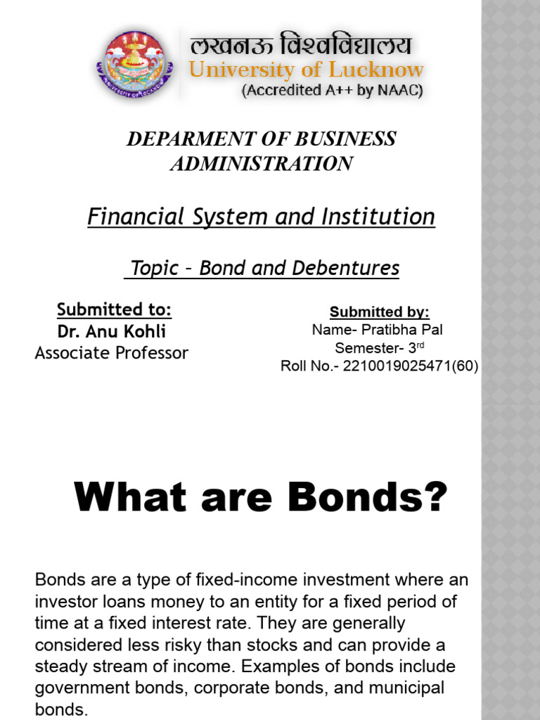 Financial System and Institution: Deparment of Business Administration ...