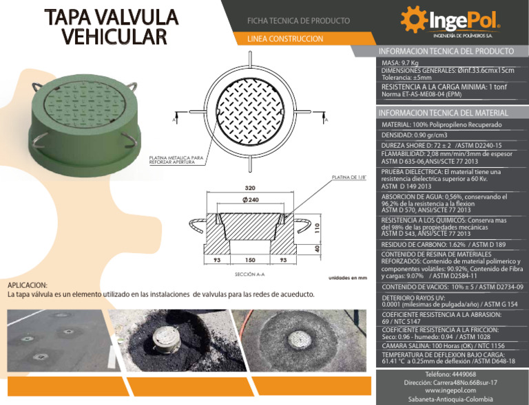 Ficha tecnica Tapa Valvula Vehicular Nueva norma | PDF
