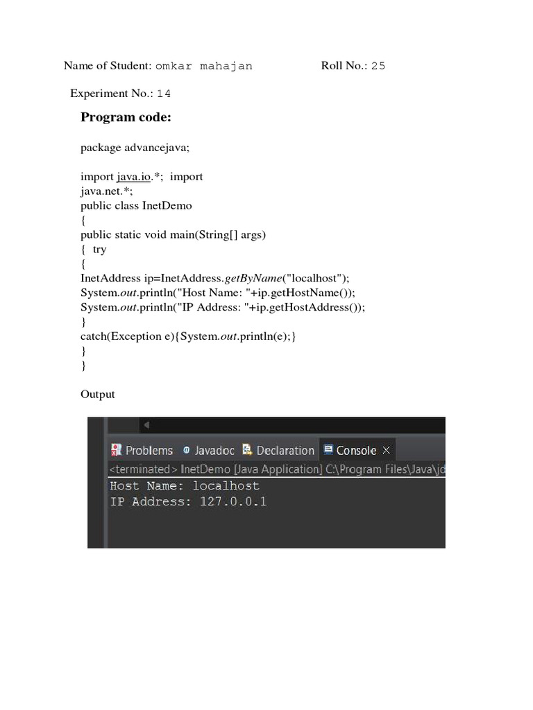 Java InetAddress Class Example | PDF | Technology & Engineering