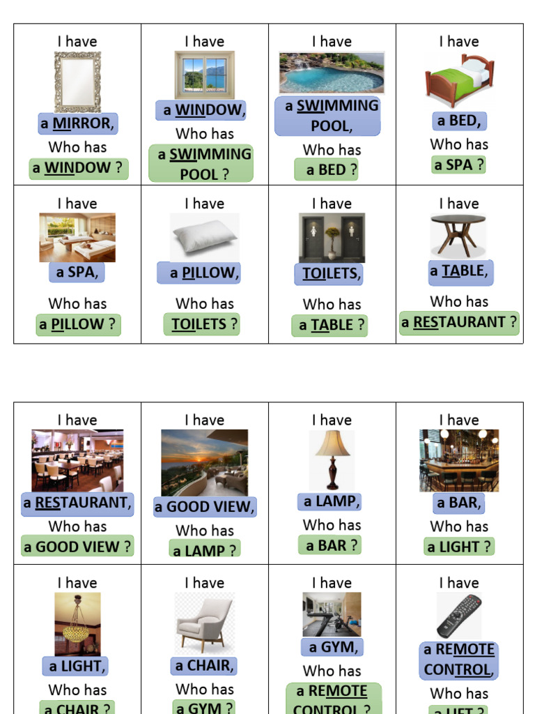 I Have Who Has Game: Home Edition | PDF