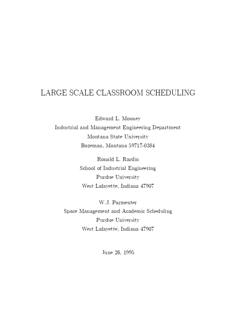 Large Scale Classroom Scheduling | PDF
