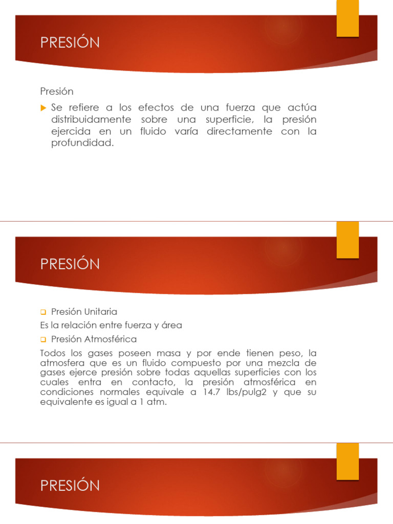 Presión | PDF | Presión | Medida de presión