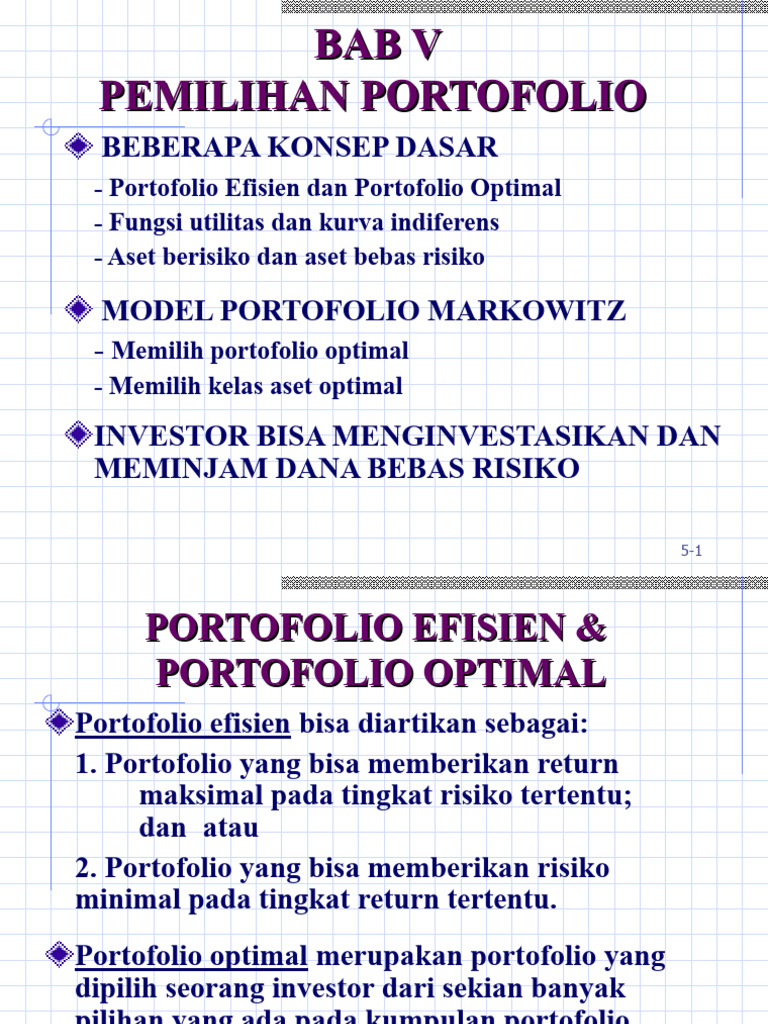 Portofolio Investasi Bab 5 Pemilihan Portofolio | PDF