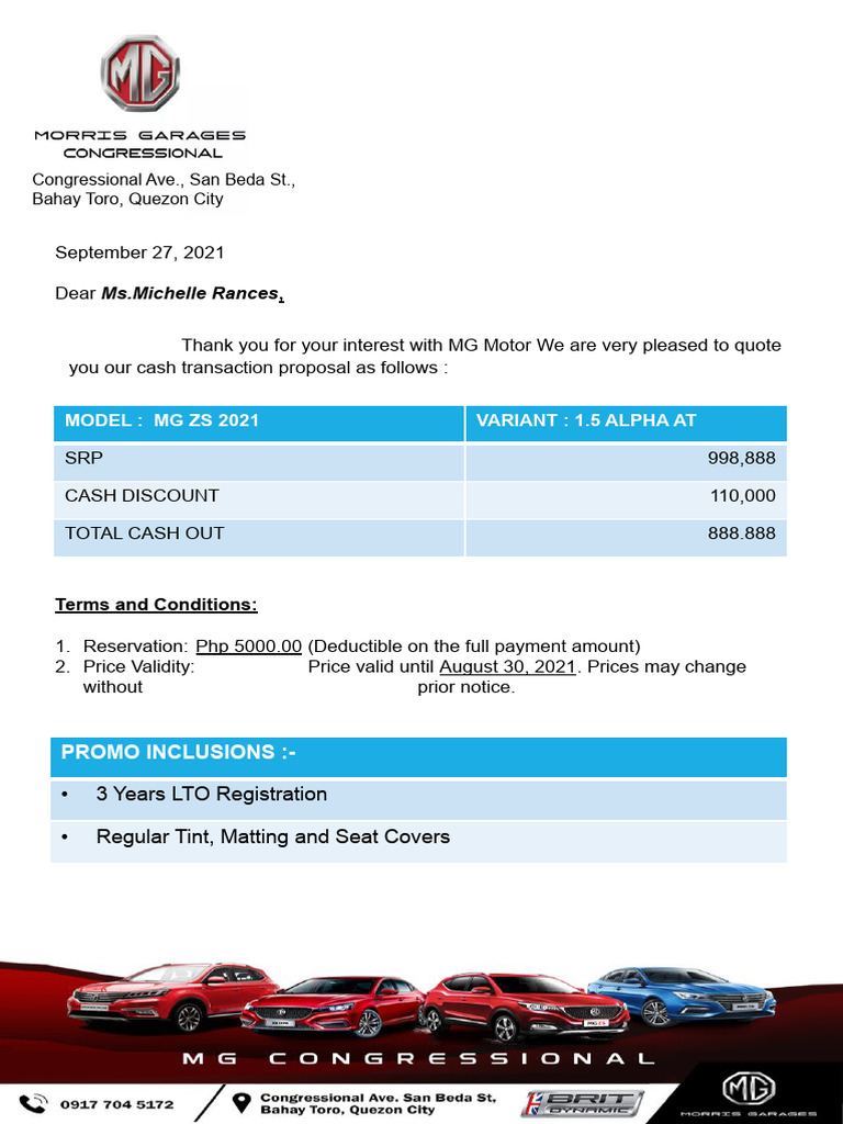 MG - Quotation Template CASH - PO | PDF