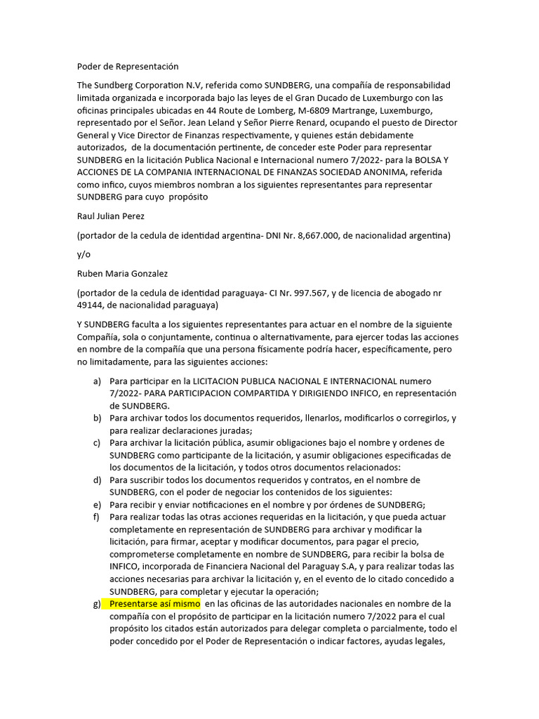Poder de Representación | PDF