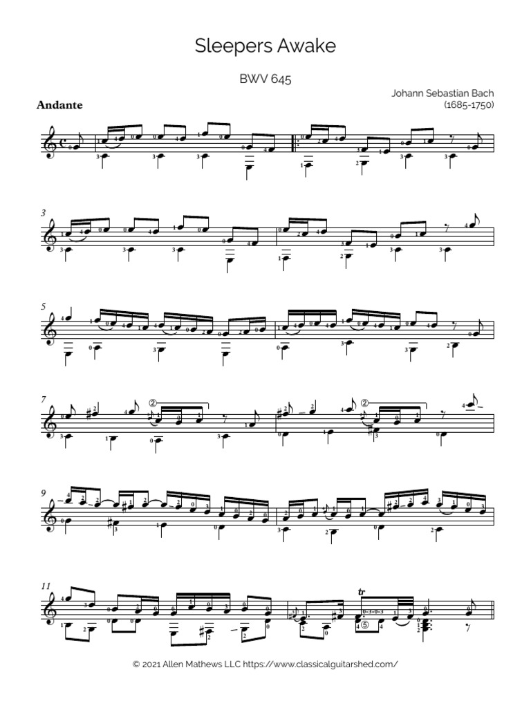 AAA-Bach-Sleepers Awake BWV 645-ClassicalGuitarShed | PDF