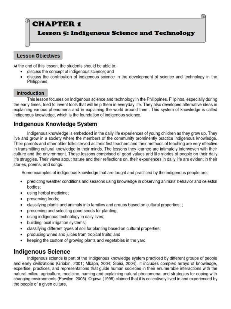 GEN7 - Chapter 1, Lesson 5 (Indigenous Science and Technology) | PDF ...