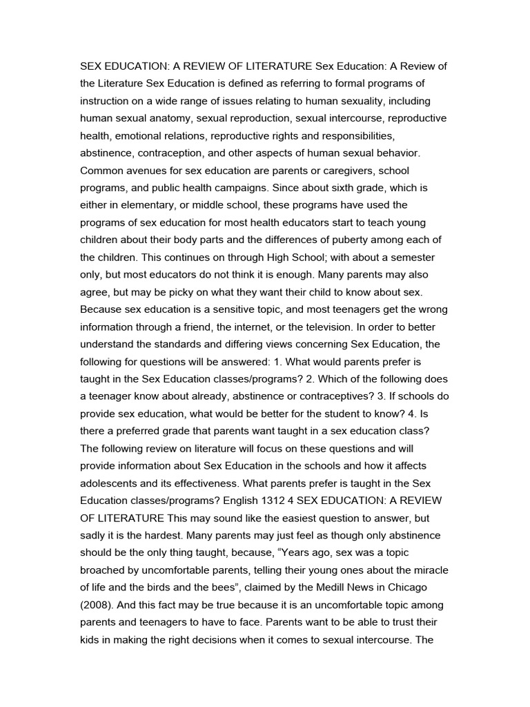 SEX EDUCATION literature review | PDF