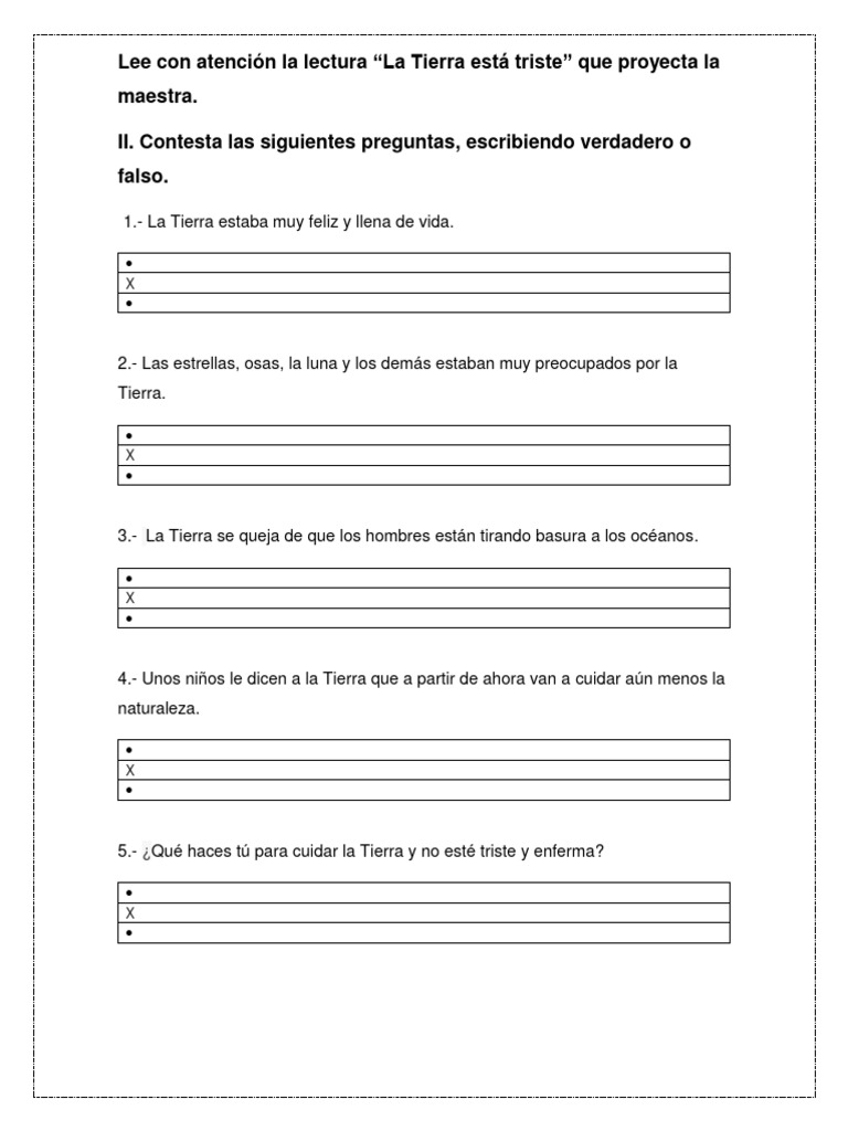 Comprensión Lectora: La Tierra Está Triste | PDF | Ciencia y matemáticas