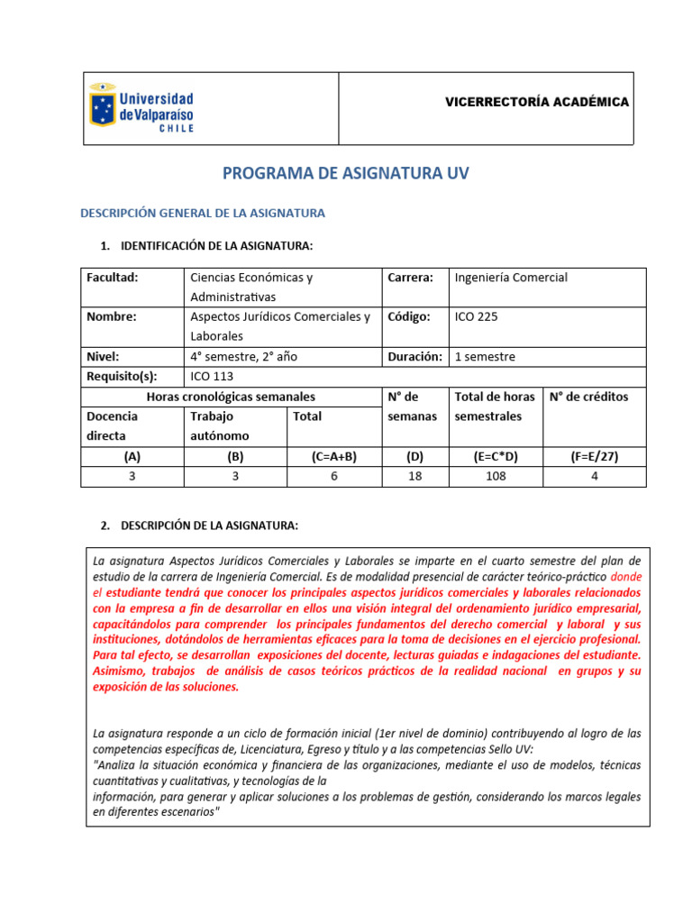 Programa - Docx Aspectos Jurídicos Espe | PDF | Negocios