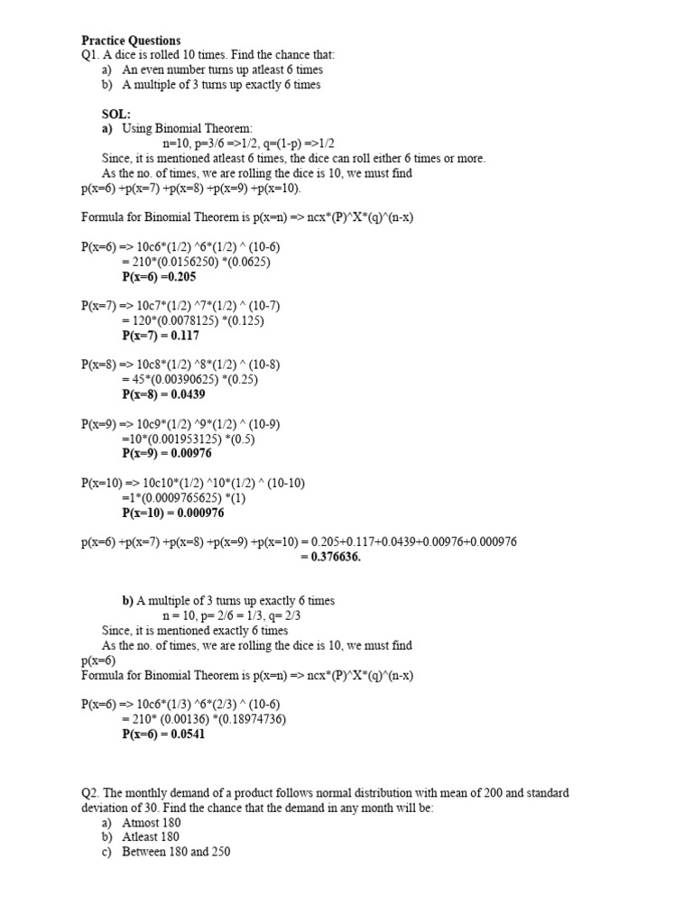 Practice Questions QM Main Exam | PDF