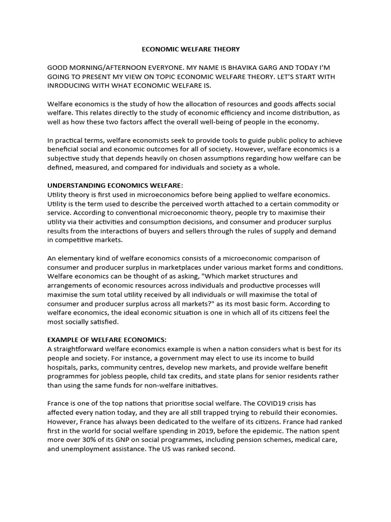 Economic Welfare Theory Explained | PDF