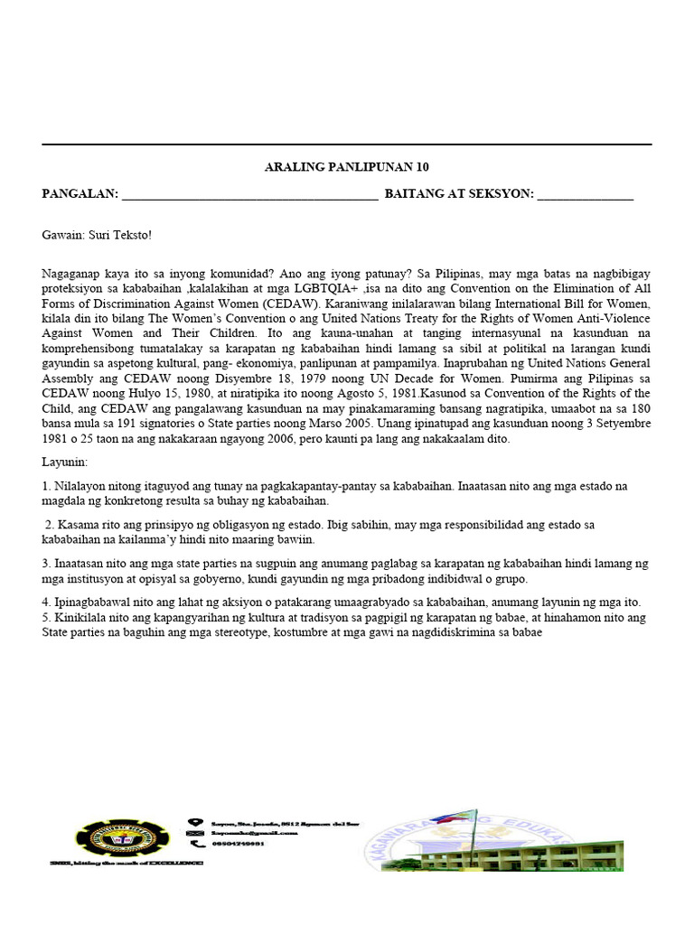 Activity Sheets Ap10 | PDF