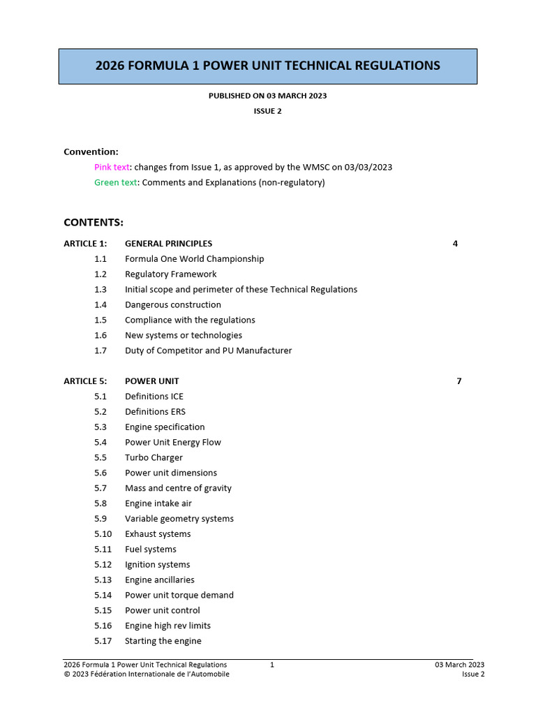 Fia 2026 Formula 1 Technical Regulations Pu - Issue 2 - 2023-03-03 ...
