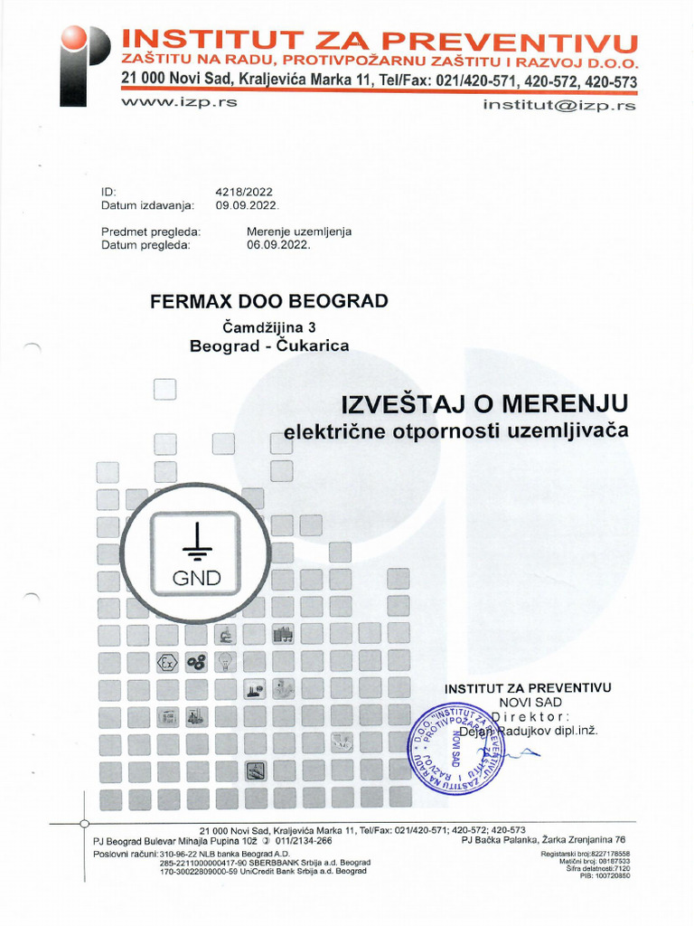 Izvestaj Uzemljenja Skele 1 | PDF