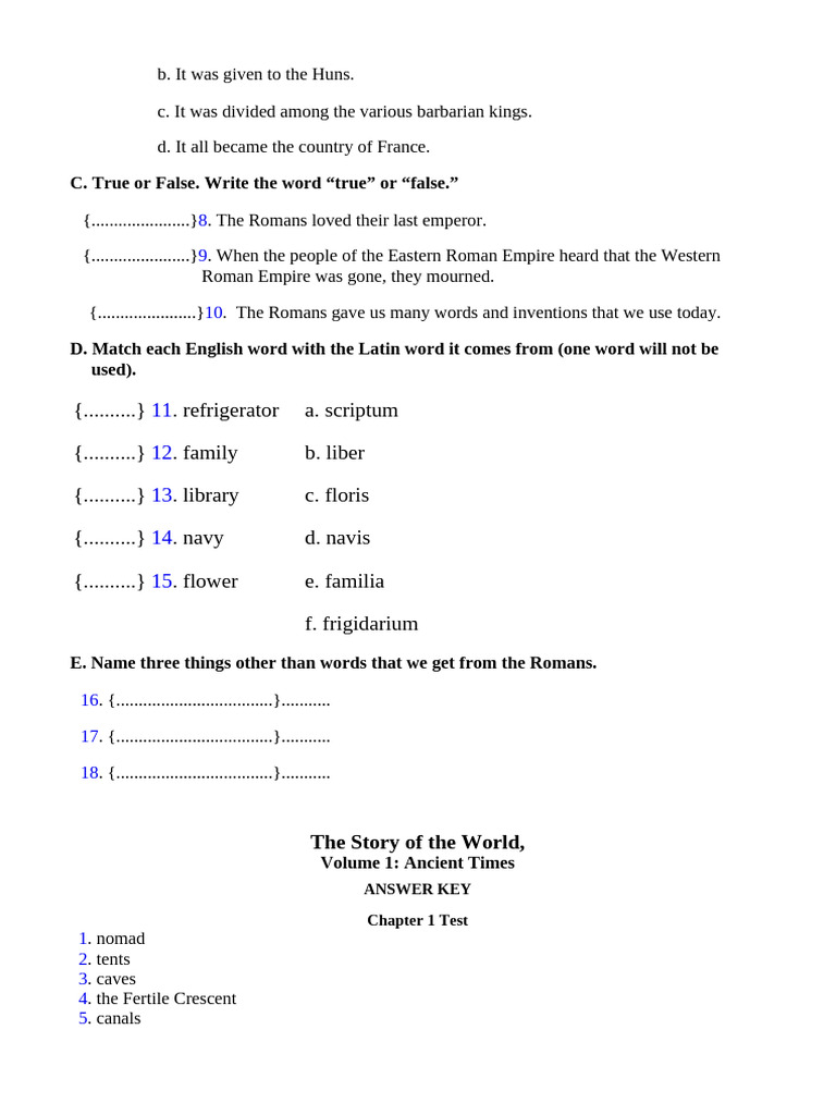Story of The World Answer Key | PDF | Sumer