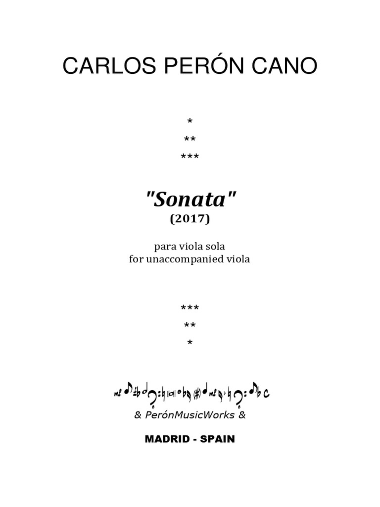 Sonata (2017) para Viola Sola - Carlos Perón Cano | PDF